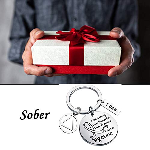 FUSTMW Addiction Recovery Gift Alcoholics Anonymous Keychain Sobriety Gift AA Jewelry for Warrior Sober Inspiration Gifts (AA warrior keychain)