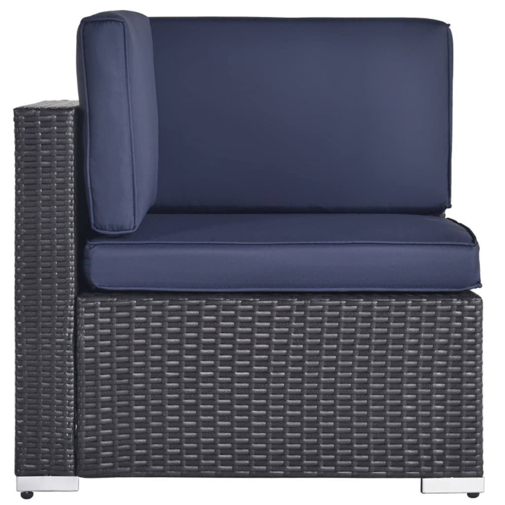 Garden Terrace Furniture 7-Piece PE Rattan Wicker Cuts Padded Sofa Sets with 2 Cushions and Coffee Table