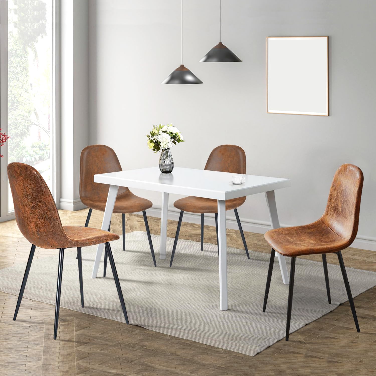 FurnitureR Dining Chairs Comfortable Upholstered Side Seating Armless for Home Kitchen Bedroom Living Room Guest Restaurant Cafe (Taupe, Set of 4)