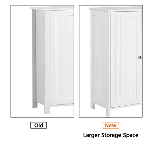 Topeakmart Bathroom Floor Cabinet Double Doors Free-Standing Storage Cabinet with Adjustable Shelves, Anti-toppling Design, White