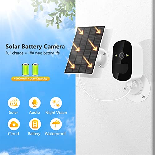 Security Camera Camera WiFi Solar Camera Outdoor Night Vision IP Camera and 6000mAh Rechargeable Battery Security Camera CCTV Video Surveillance Camera Surveillance Camera with Spotlight ( Color : 128