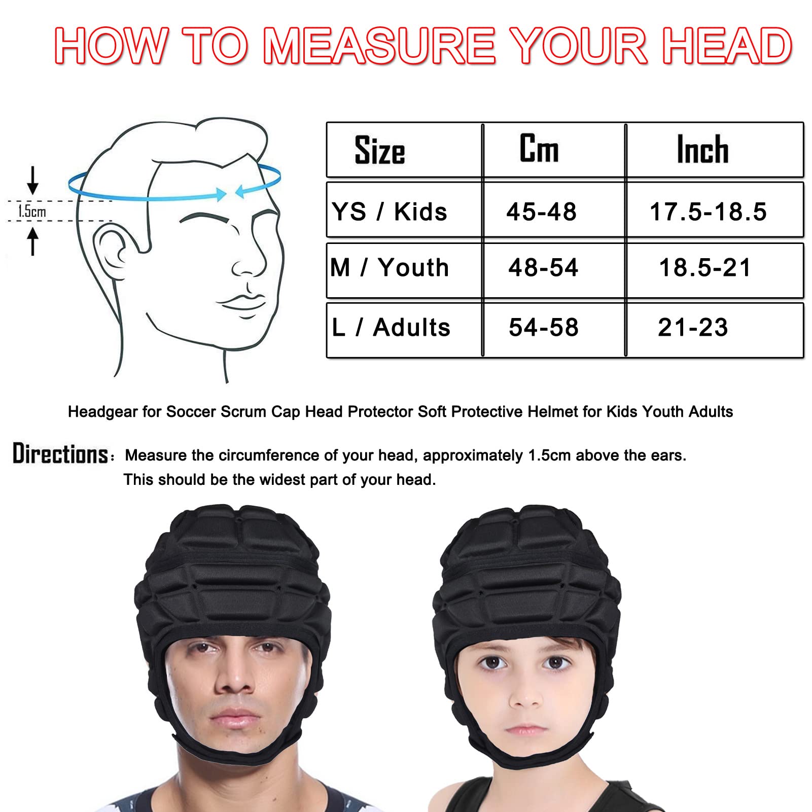 Hobrave Soft Padded Headgear Flag Football Helmet Rugby Headguards Shell for Child Youth