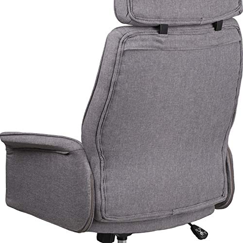 Flash Furniture High Back Gray Fabric Executive Swivel Office Chair with Chrome Base and Fully Upholstered Arms