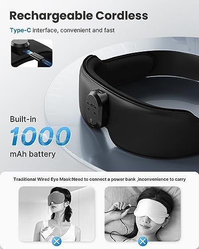 RENPHO Heated Sleep Mask with Bluetooth Headphone,Aromatherapy 3D Wireless Eye Mask for Side Sleeper, Warm Eye Compress Mask, Relaxation & Meditation Gifts for Men/Women