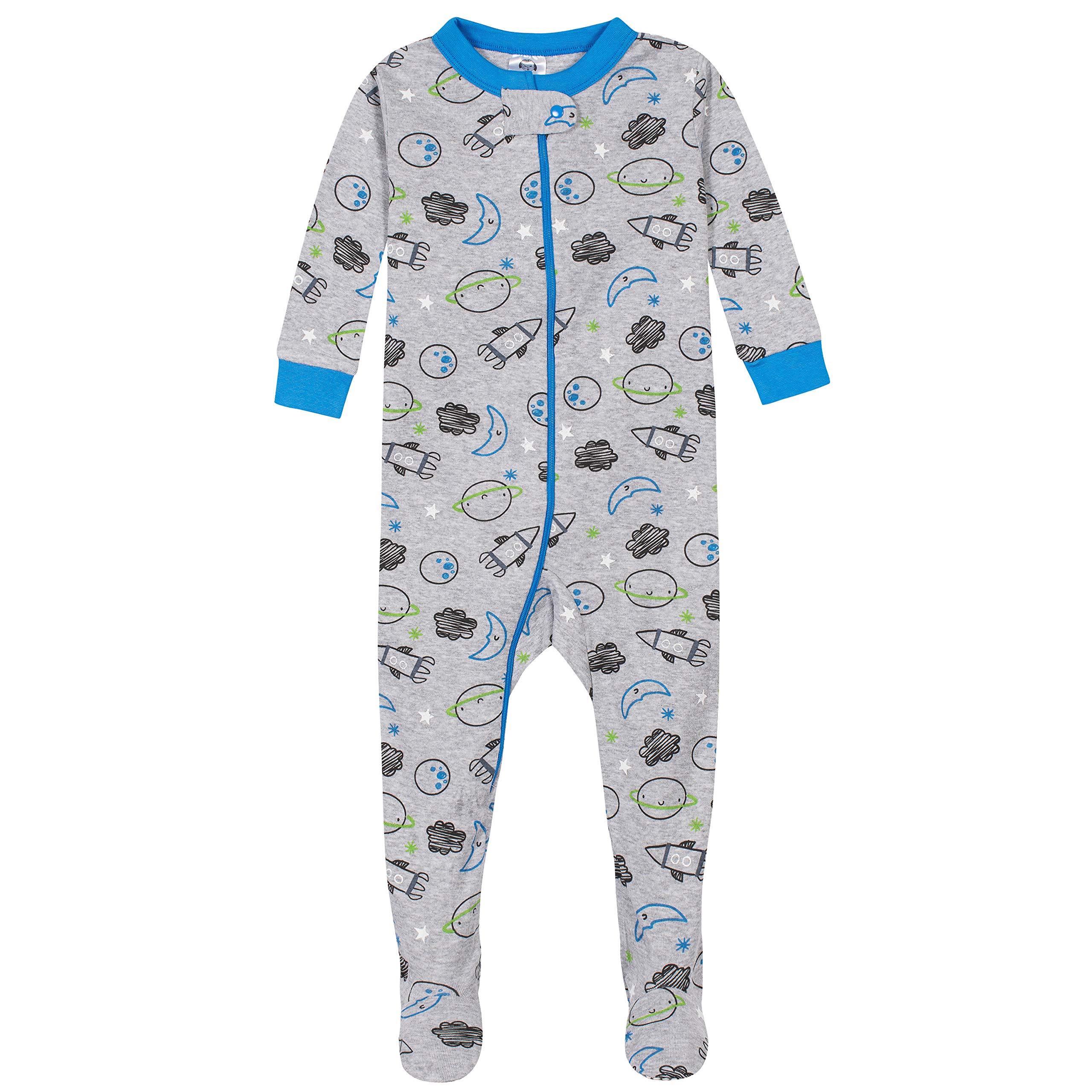 Gerber Baby Boys' 4-Pack Footed Pajamas, Dinosaurs Space Grey, 24 Months