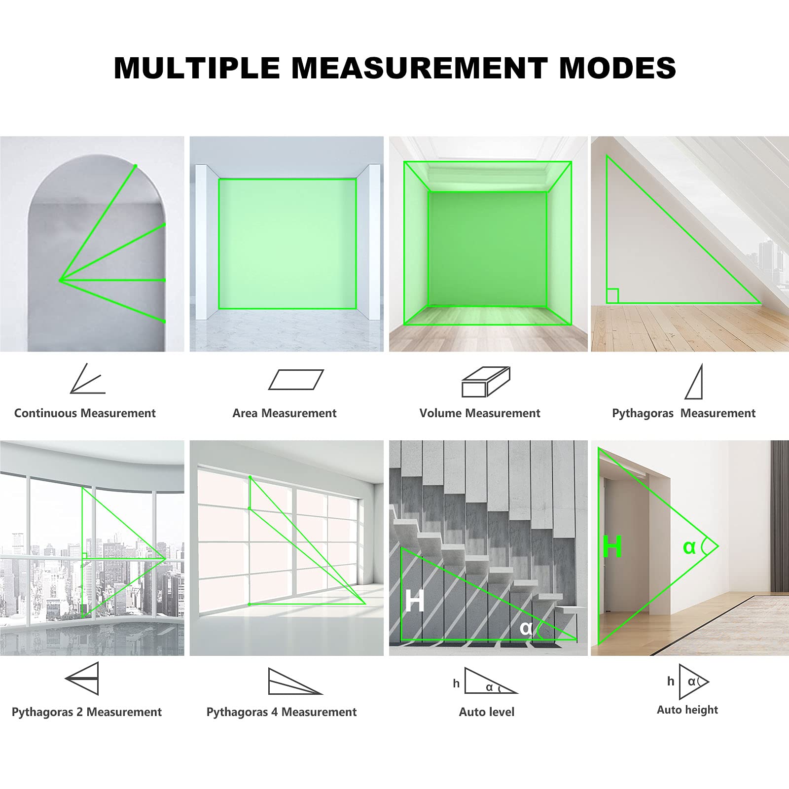 Mileseey S8GA Laser Measure Green Beam 230 ft, Laser Tape Measure with Angle Sensor IP65, Pythagorean, Distance, Area, Volume Measuring, ±1/16in Accuracy, Laser Measurement Tool