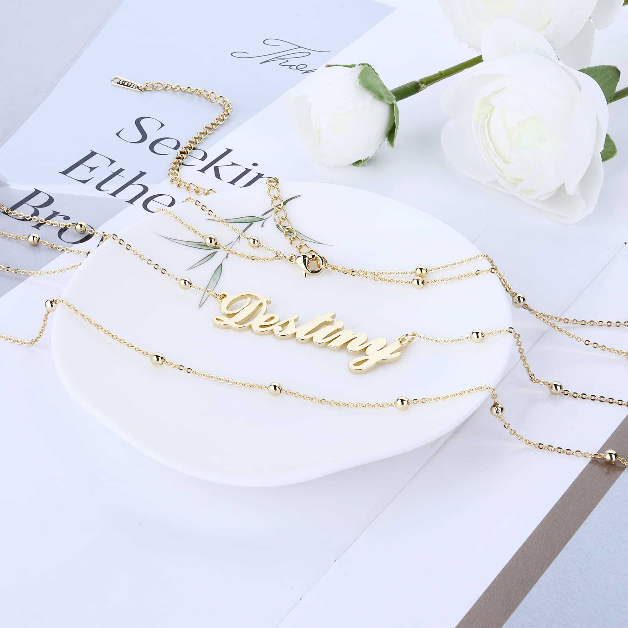 Jewenova Name Waist Chain Personalized Custom Name Date Beach Bikini Sexy Body Chain Jewelry for Women