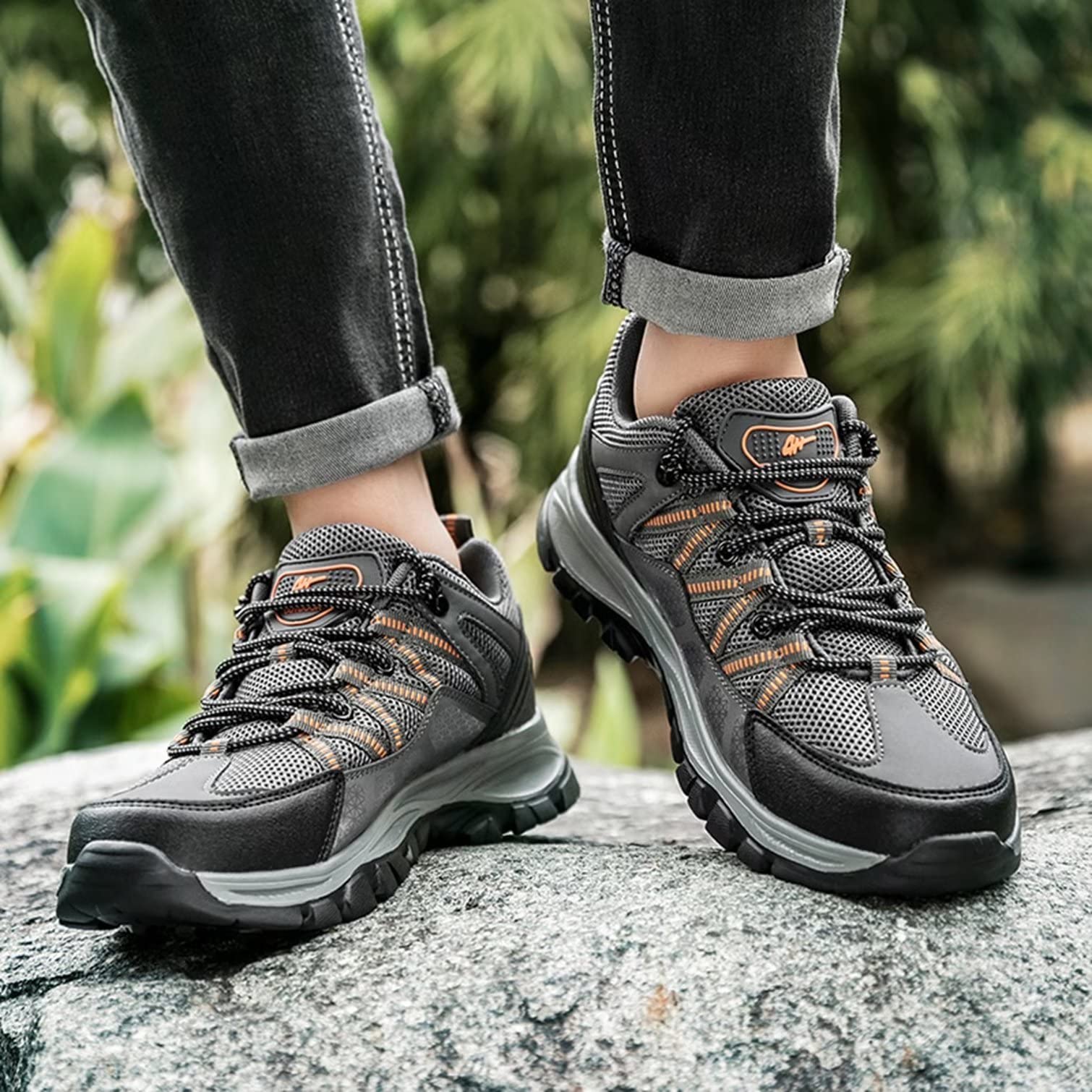 HARMOX Women's Men's Hiking Boot Anti-Slip Hiking Boots Men Waterproof Insulated Grey