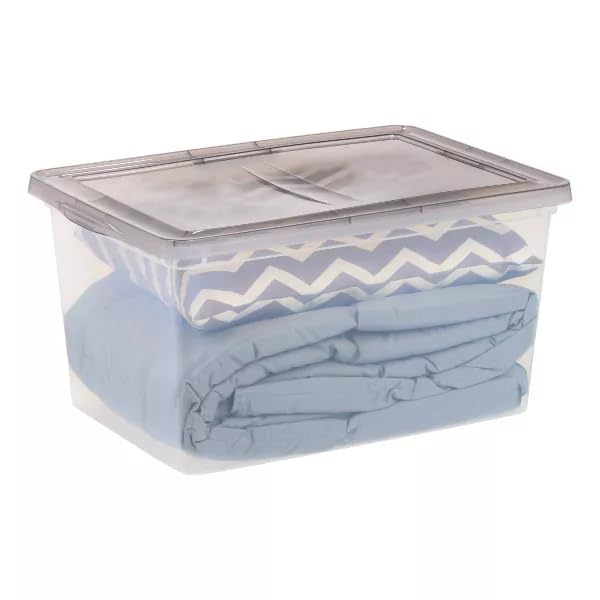 TRoMI 5-Pack 58-Quart Snap-On Plastic Storage Bins, Stackable Large Capacity