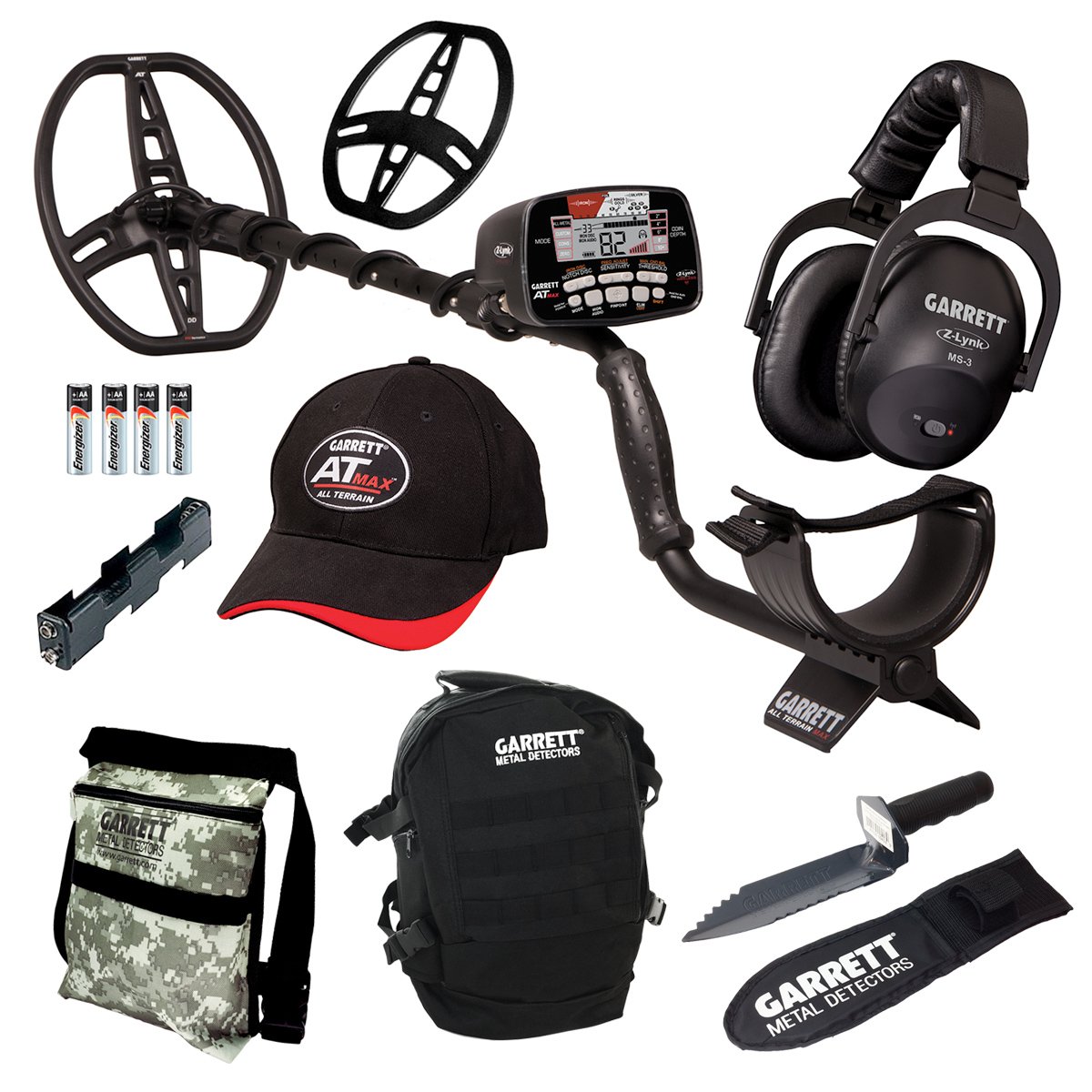 Garrett at MAX Waterproof Detector w/Wireless Headphones, Daypack, Digger, Pouch