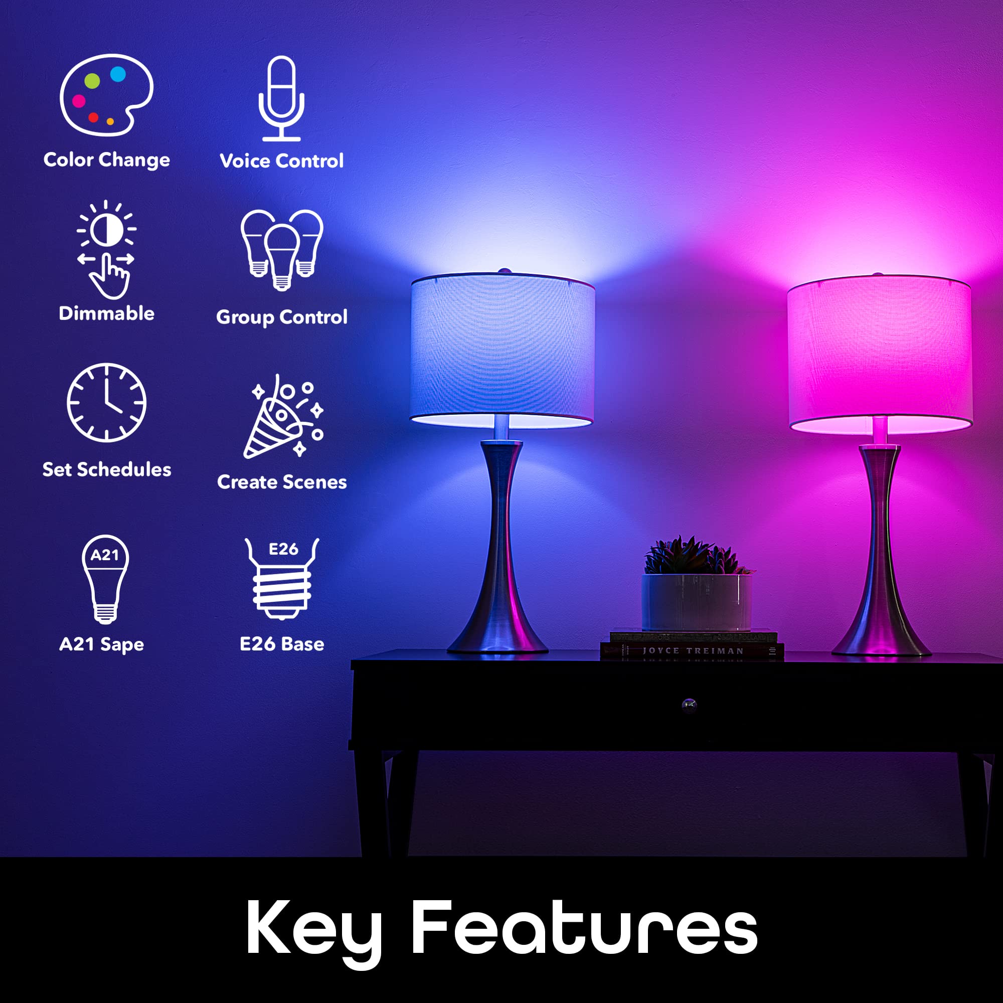 Geeni PRISMA 1050 Wi-Fi LED Light Bulb, Multicolor (2700K) β Dimmable LED Bulbs, A21, 75-Watt Equivalent β No Hub Required β Works with Amazon Alexa, Google Assistant