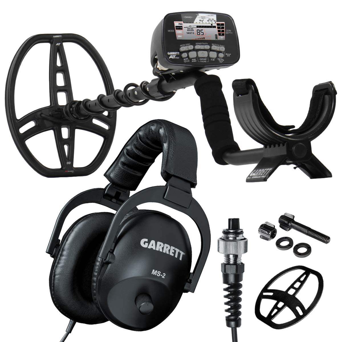 Garrett AT PRO with PROformance DD Submersible Coil, Coil Cover & MS-2 Stereo Headphones