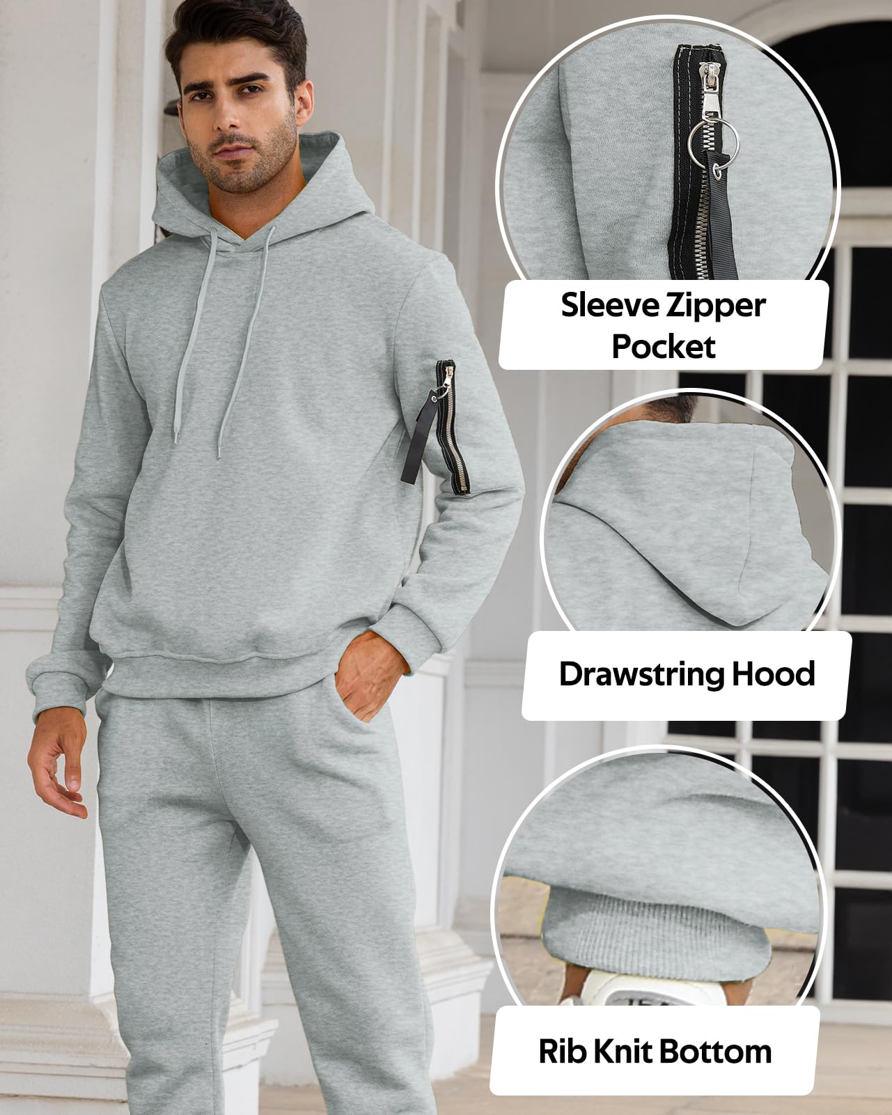 Hakjay Mens Sweatsuits Sets, Track Suits Men Set, Jogging Suits with Zipper Pockets