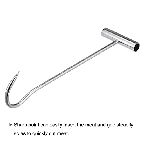 uxcell T-Handle Meat Boning Hook, Galvanized Curved T Hooks for Kitchen Butcher Shop Restaurant 12"(300mm)