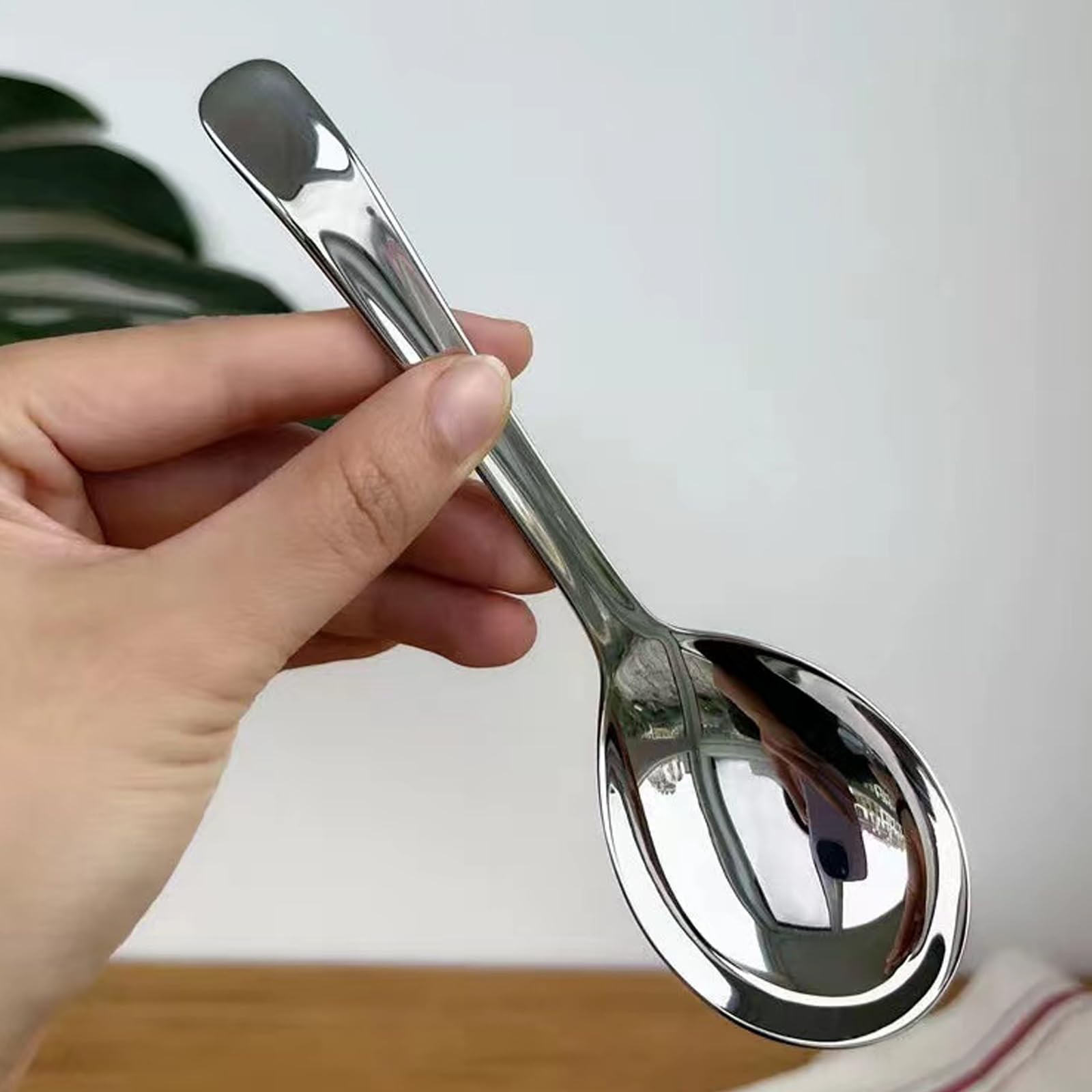 ZDFQly 6.7 Inches Soup Spoons, 2 Pieces Premium 18/10 Stainless Steel Table Spoons, Deep Bowl, Perfect for Pho, Ramen, Noodles, Wonton, Dumpling, Rice, Silver, Dishwasher Safe