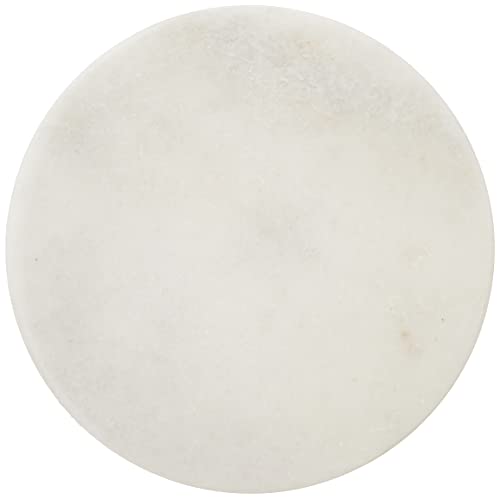 Queenza Marble Coasters for Drinks, Set of 6 Coasters with Holder, Pearl White Marble Coasters 3.5 Inch Wide 5 mm Thick Gold Coasters For Drinks, Both Side Polish For Scratch Free Surface Coaster Set