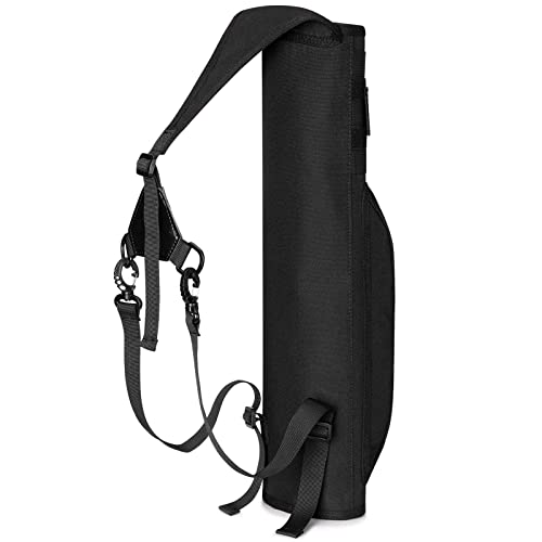 G4Free Archery Back Arrow Quiver Deluxe Canvas Arrow Holder Shoulder Hanged Hunting Target Quiver (Black with Tactical Patch)