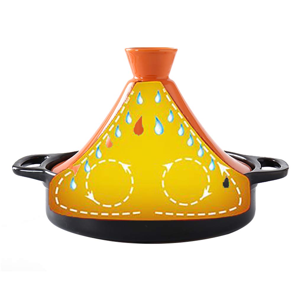 WJXBoos Ceramic Casserole Steamer Braiser Pan Healthy Saucepan Earthen Pot for Braising Slow Cooking,Moroccan Tagine Pot with Lid 1.3quart