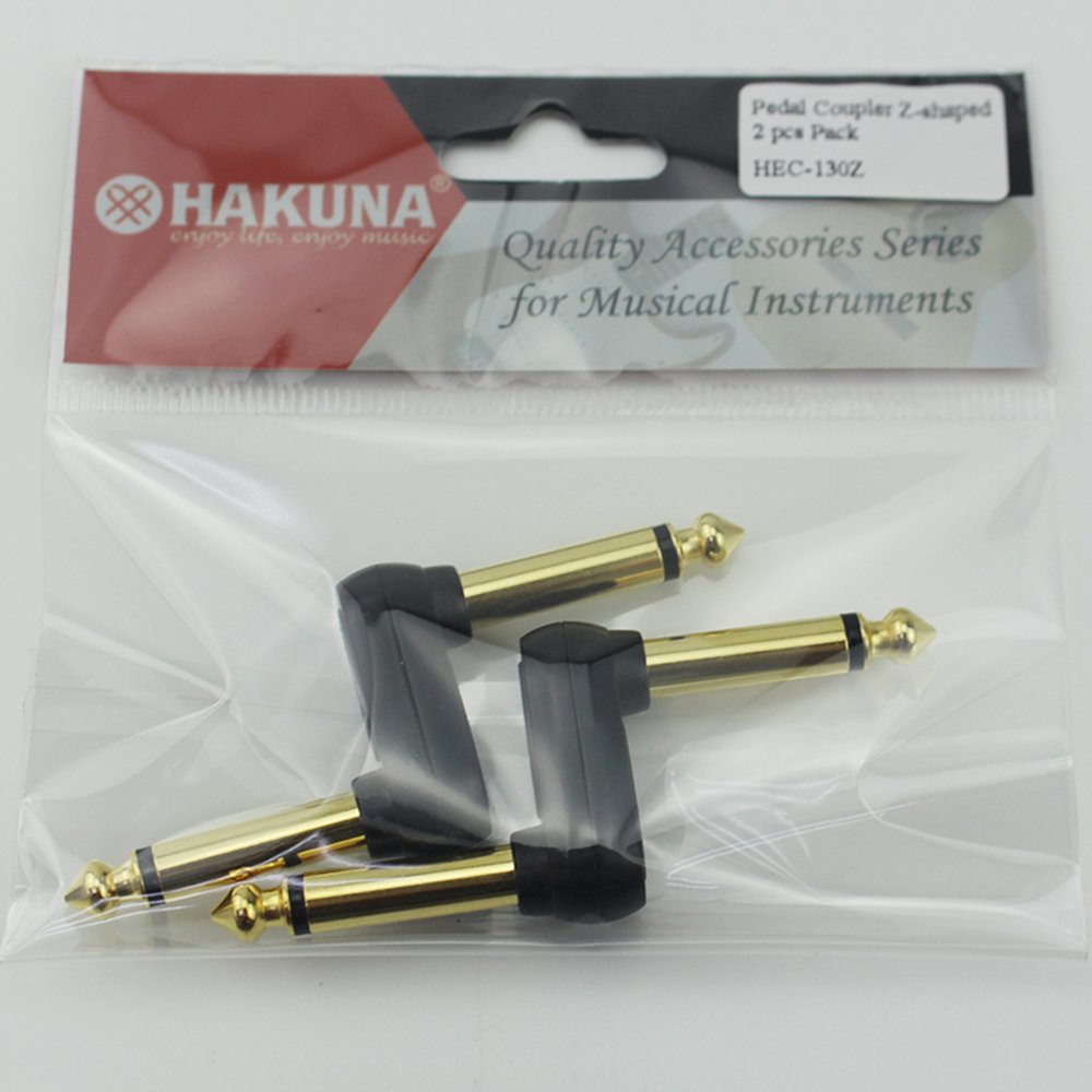 Hakuna HEC-130Z Guitar Effect Pedal Connector/Coupler 2pcs/pack pure brass with gold plated 1/4 inch mono plug Z type