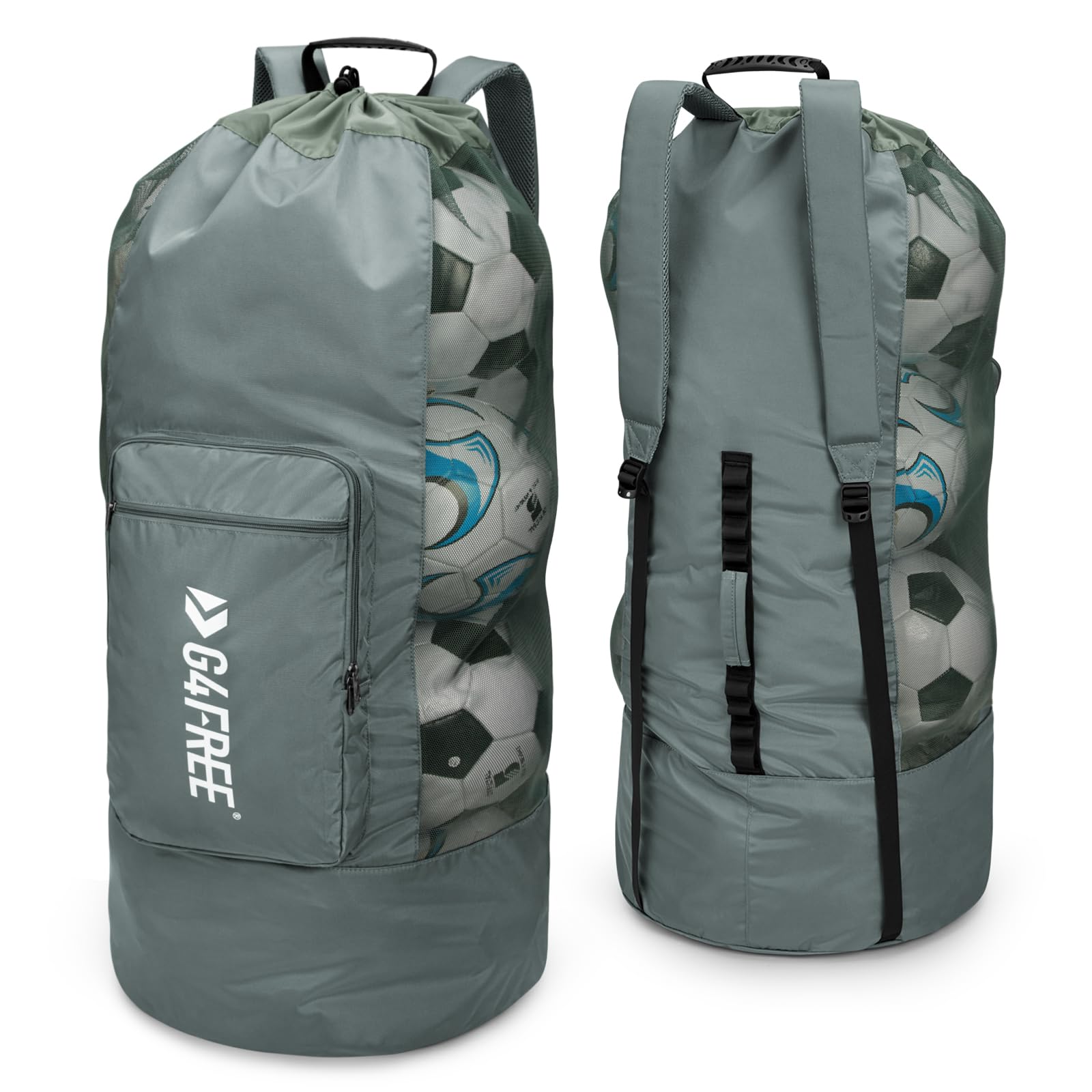 G4Free Extra Large Mesh Ball Bag Soccer Ball Bag Basketball Bag Football Bag Equipment Large Storage Carry Bag Volleyball Bag for Soccer Basketball Football Volleyball Swimming Grey