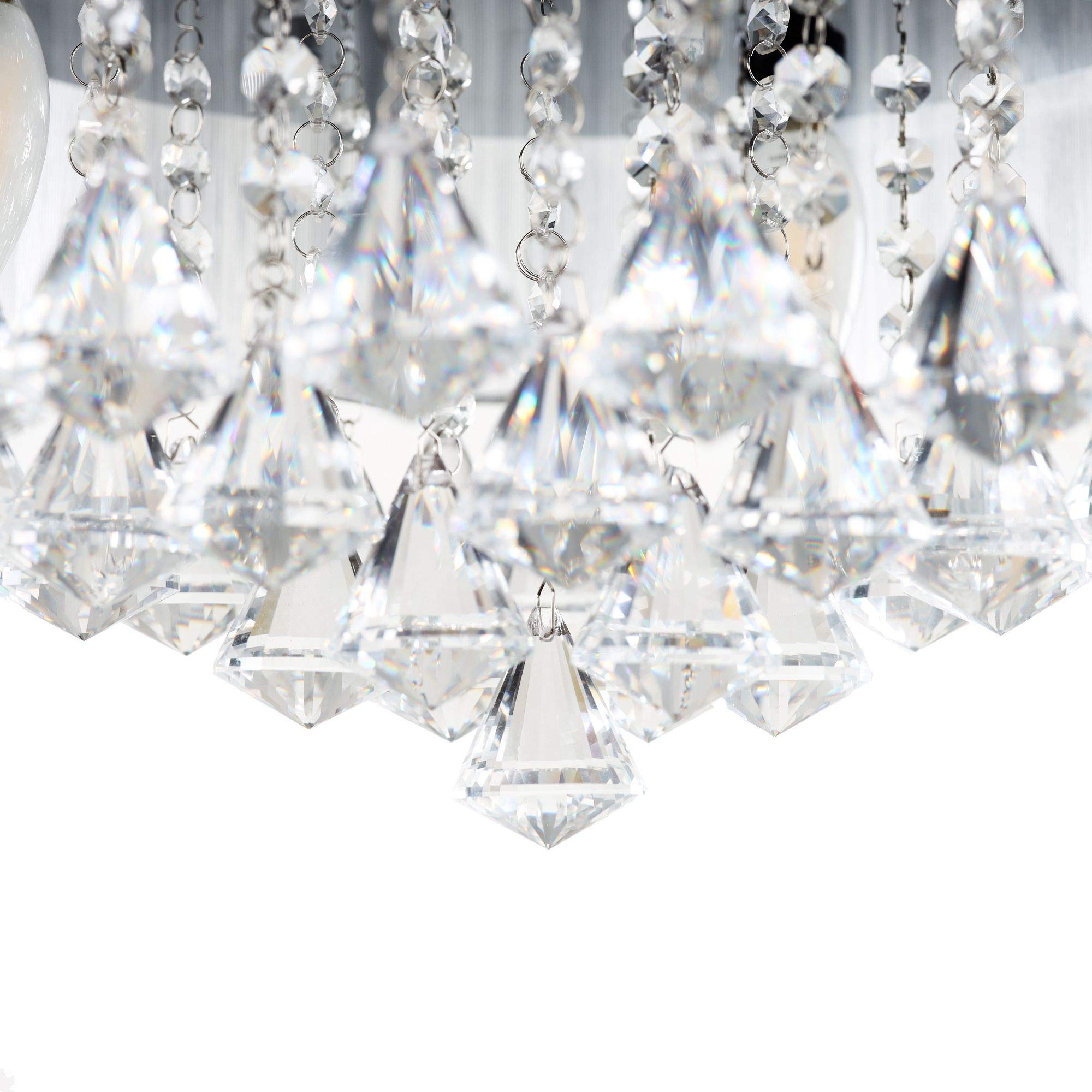 Hall of Lamp Ceiling Fan with Light and Remote 36 Inch Modern Crystal Ceiling Fan with 3 Retractable Blades, 3 Lights Not Included