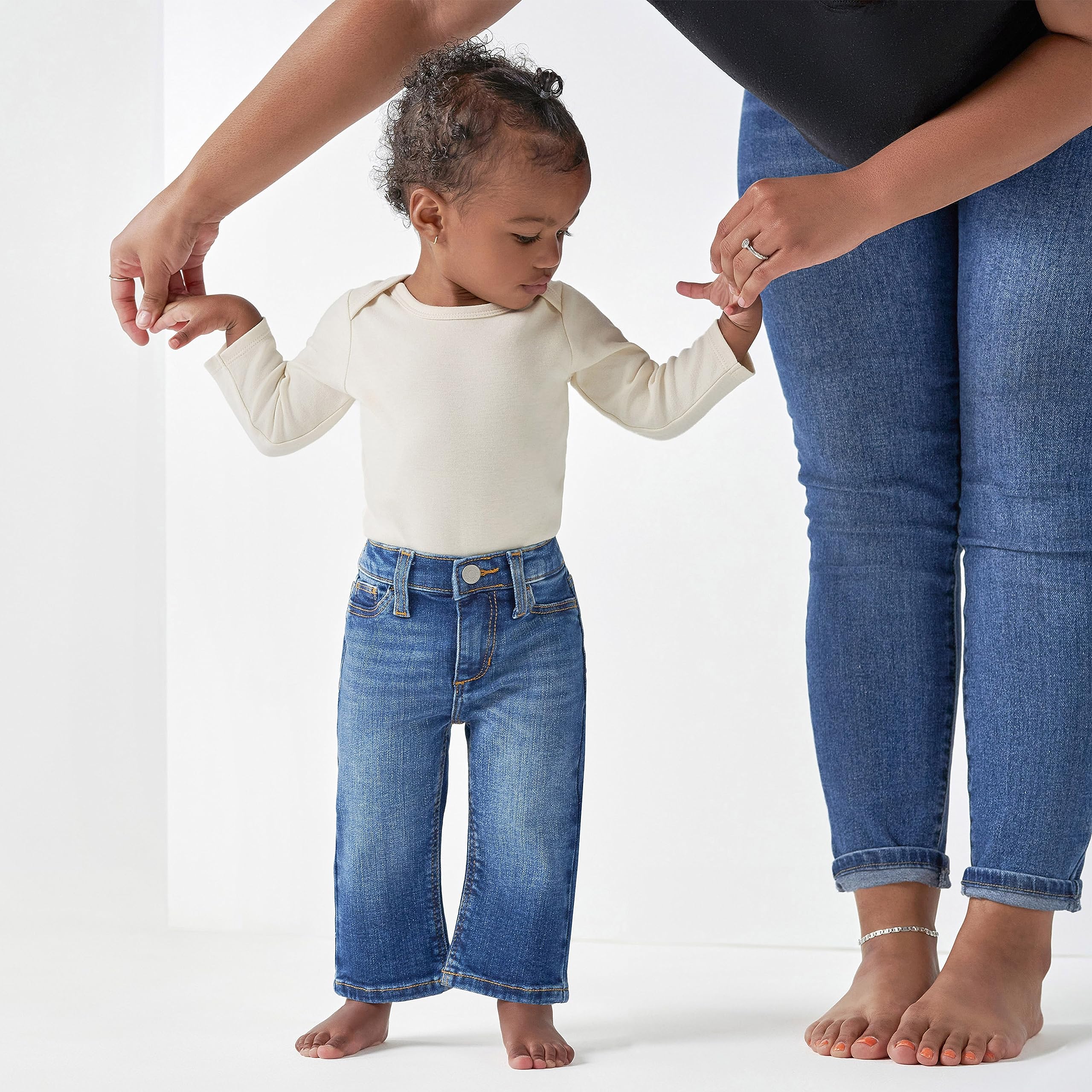 Gerber Baby Toddler Straight Leg Stretch Denim Jeans, Infant Blue, 3-6 Months