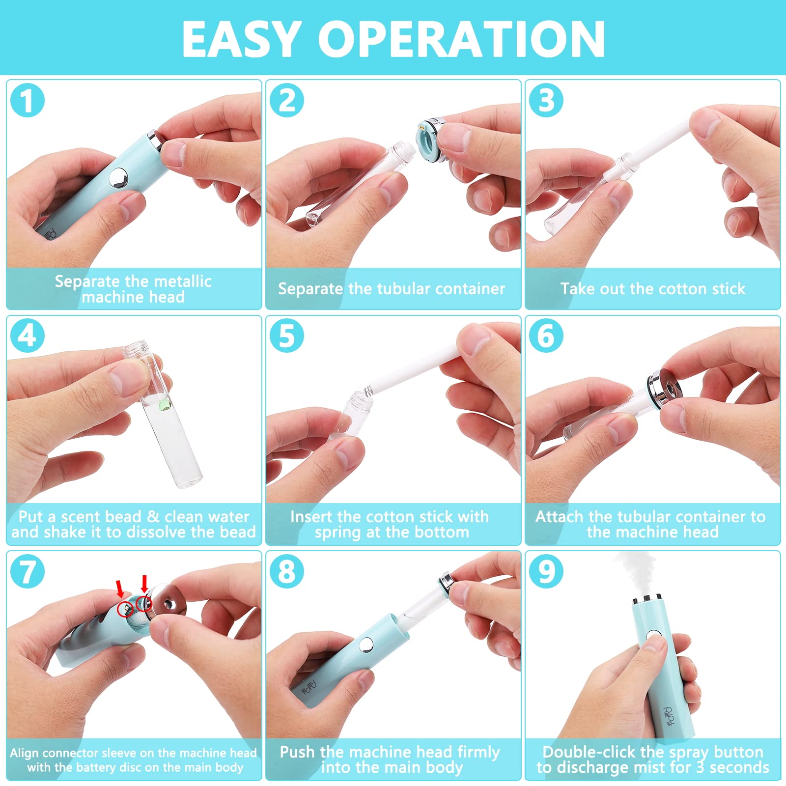 RIILPIIK Electronic Breath Freshener Spray New Generation Nano-Level Atomization Mouth Mist Spray FDA Safe Rechargeable Portable Easy to Use Naturally Formulated Scent Beads Bad Breath Saver