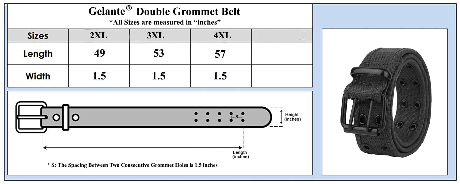 Gelante Canvas Double Grommet Hole Belt 12 Colors