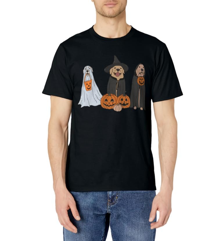 Funny Halloween Labrador Golden Retriever Ghost Dog Witch T-Shirt