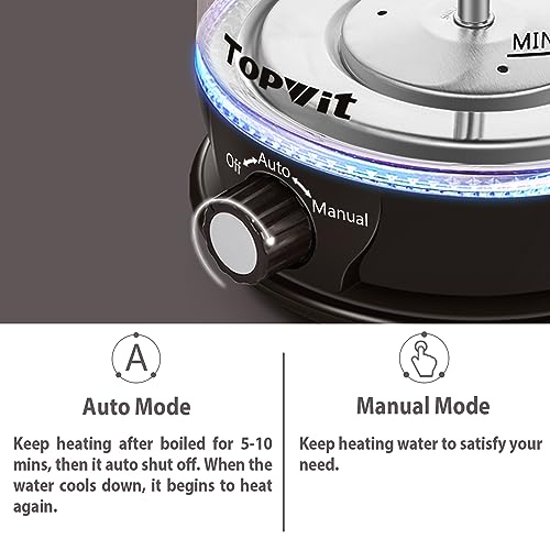 Topwit Electric Kettle, Electric Tea Kettle with Automatic Sprinkling for Tea-brewing, Keep Warm and Dual Modes Electric Tea Maker, 1L Pour Over Teapot & Hot Water Kettle with Stainless Steel Infuser