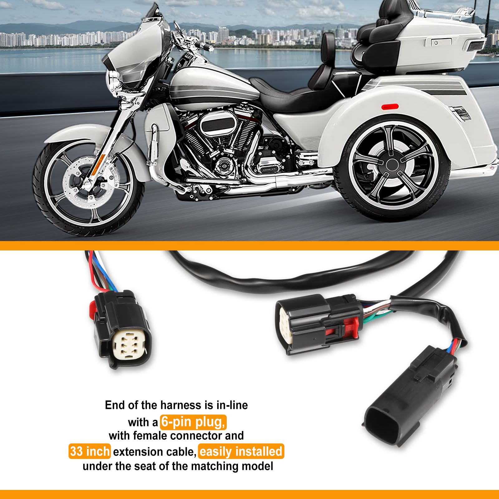 GEARZAAR Quick Disconnect Wiring Harness Fit for Harley Davidson Tour Pak Motorcycle 2014 2015 2016 2017 2018 1019 2020 2021 2022 2014-2022, Disconnect Wire Cable Replace CD-TP-QD-14