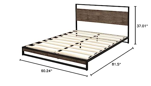 FUZOFUIZ Metal Queen Bed Frame with Wood Slats Support, Solid Construction,No Box Spring Needed, Easy Assembly