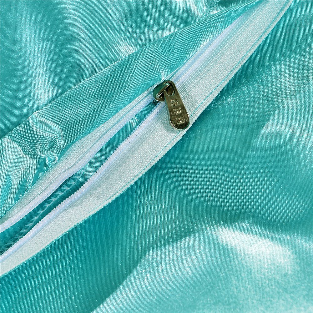 Vagasi Blue Duvet Cover Set Queen Size 3 Pieces - Comforter Cover Super Soft with 2 Pillow Shams - Satin Bedding Set Breathable & Smooth with Zipper Closure