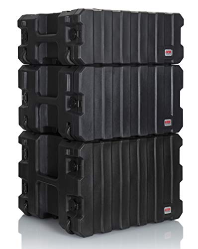 Gator Cases Pro Series Rotationally Molded 6U Rolling Rack Case with 19" Depth, Tow Handle & Recessed Wheels; Made in USA (G-PROR-6U-19),Black