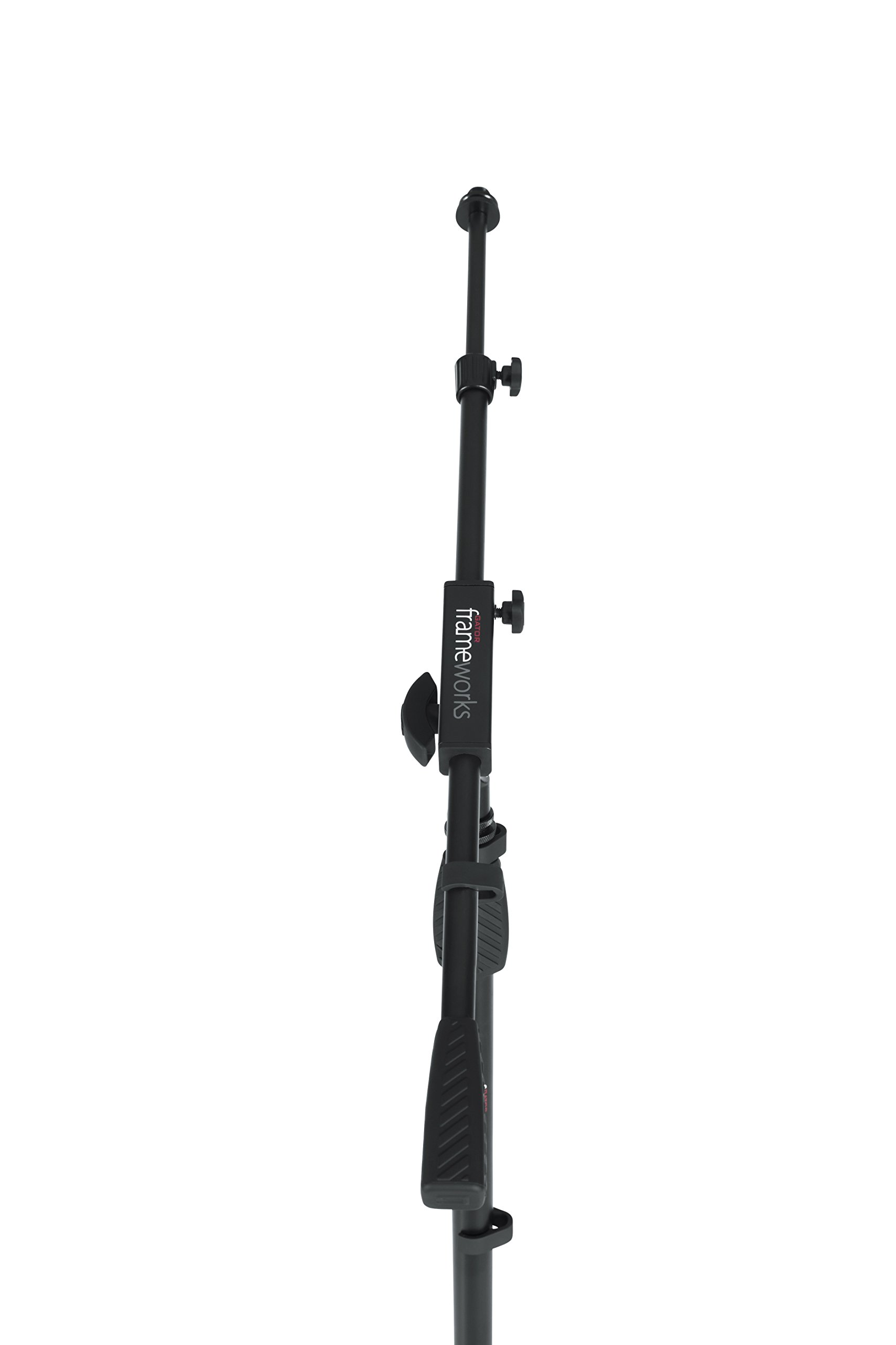 Gator Frameworks Tripod Mic Stand with Soft Grip Twist Clutch, Boom Arm, and Both 3/8" and 5/8" Adapters; Min/Max Height - 6"/99" (GFW-MIC-2020),Black