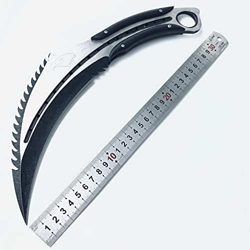 HOLYEDGE 13 Inch Heavy Duty Extra Large Eagle Karambit Fixed Blade Knife - 6.5 Inch Blade with Leather Sheath Full Tang D2 Tactical Survival Hunting CSGO Claw Knives (Black&White)
