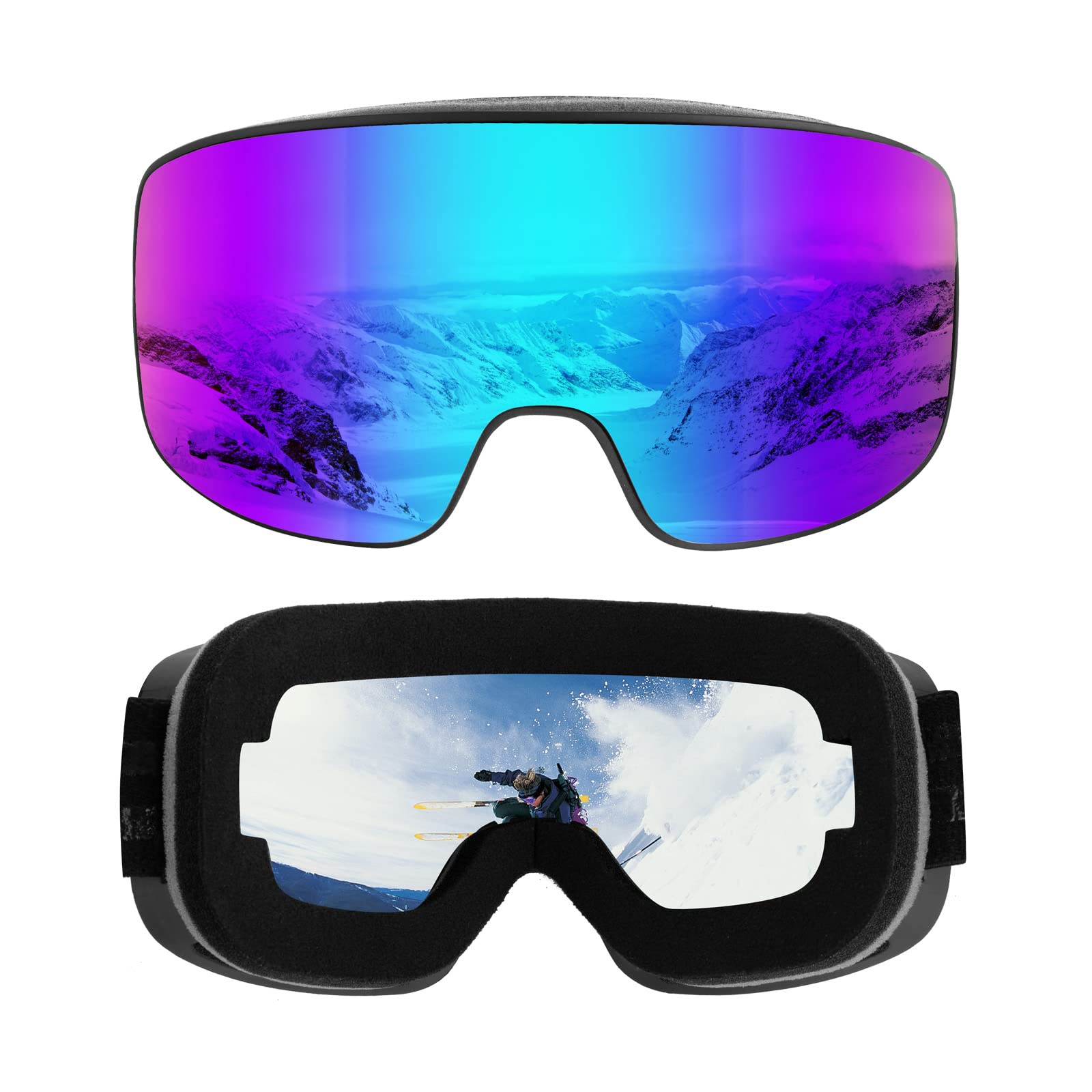 Hapytrip Men's Anti-Fog, Windproof Ski Goggles with UV Protection, Blue
