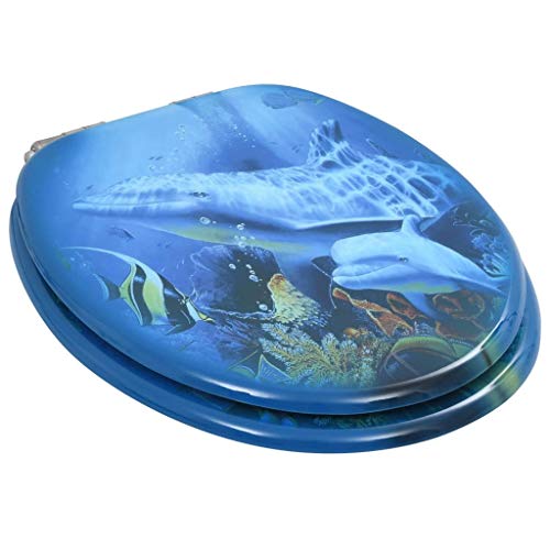 Plumbing Plumbing Fixture Hardware & Parts Toilet & Bidet Accessories WC Toilet Seats 2 pcs with Soft Close Lids MDF Dolphins Design