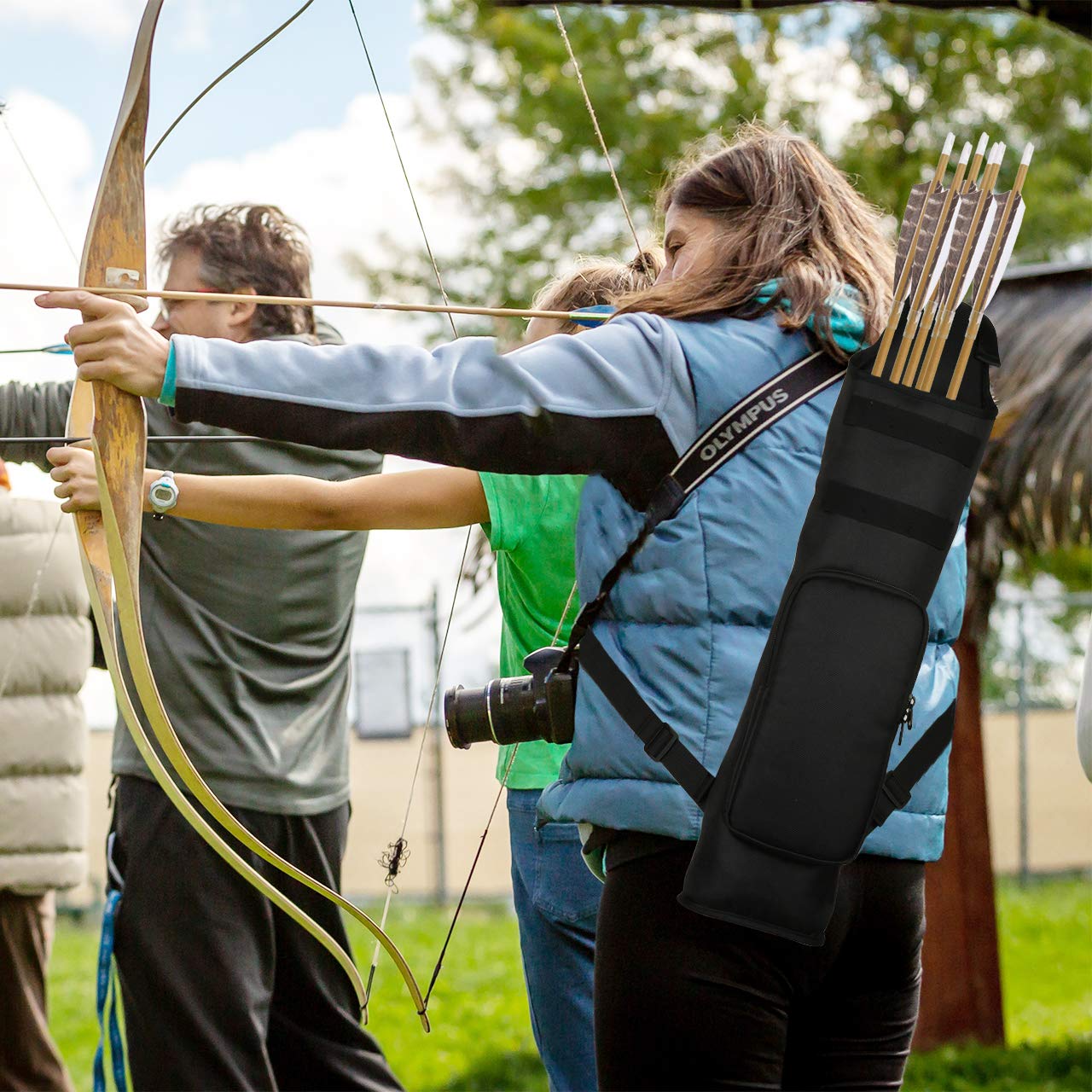 Homakover Archery Compact Multi-Function Back Quiver Arrow Holder, Adjustable Quivers Hanged Target Shooting Quiver for Arrows, Bow Hunting and Target Practicing