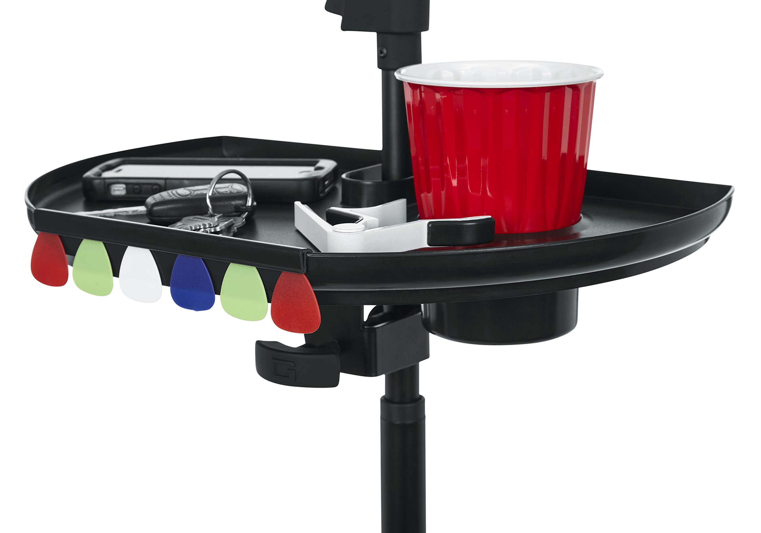 Gator FrameworksCases Clamp-On Microphone Stand Accessory Drink Holder and Guitar Pick Tab 14" x 9", Extra Large Tray (GFW-MICACCTRAYXL)