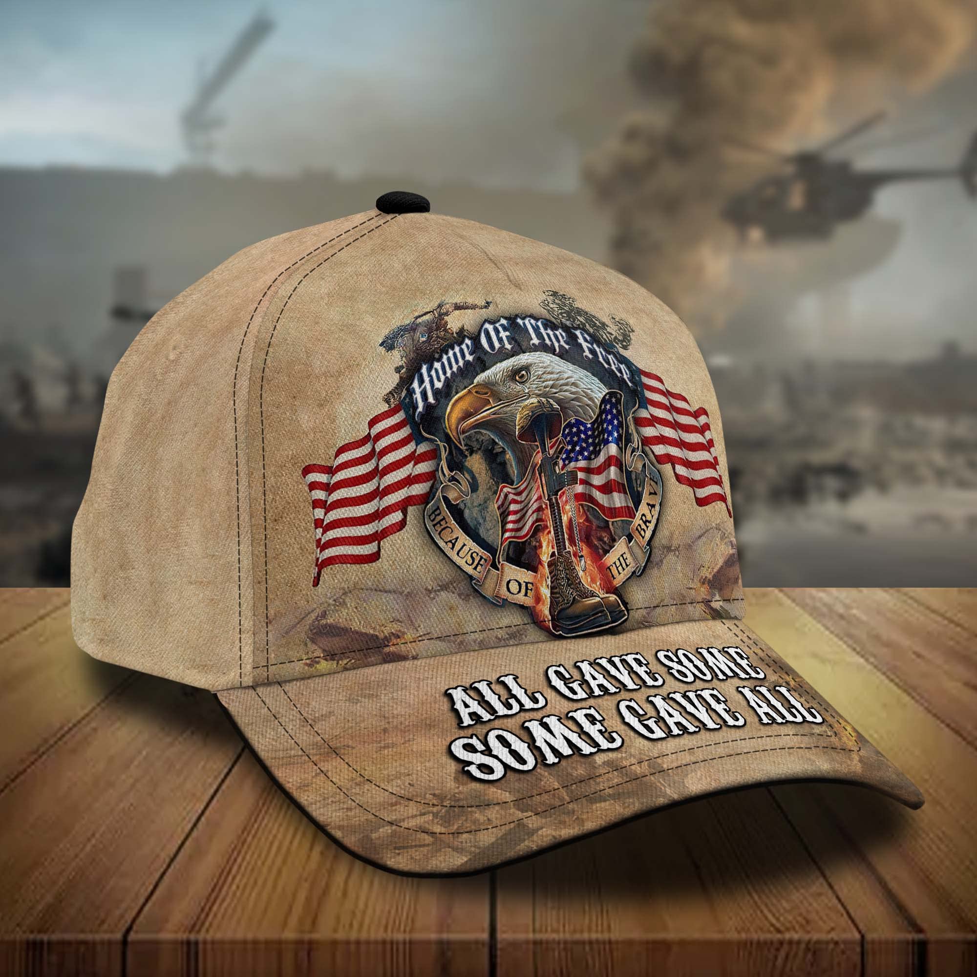 Hatstalk Premium 3D Printed All Gave Some - Some Gave All Eagle Hat, Retired American Millitary Veterans Unisex, Gift for Veterans Day Beige