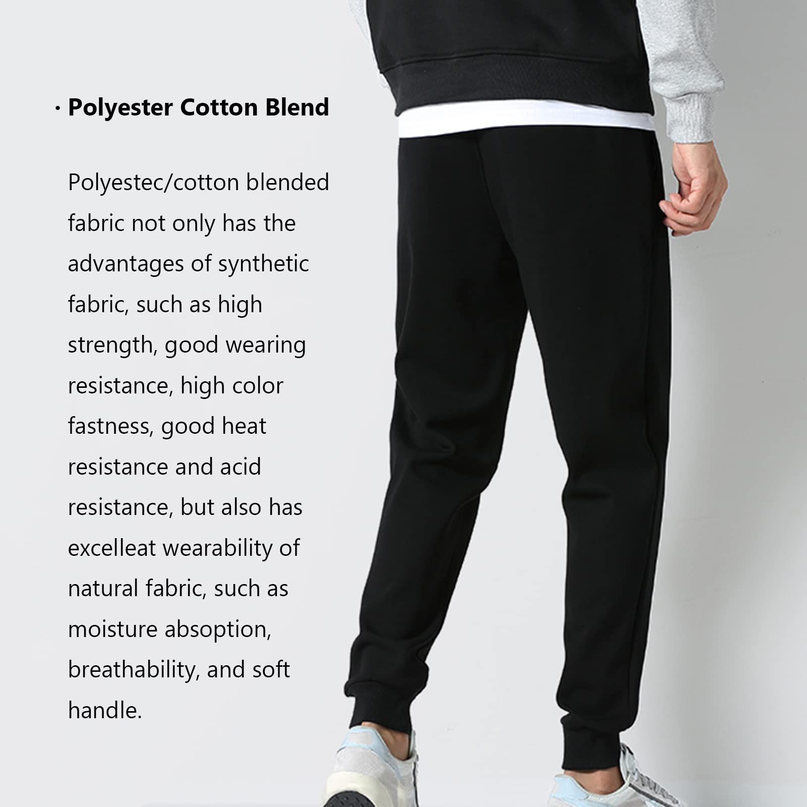 hebelala Mens Fleece Jogger Sweatpants Workout Golf Hiking Yoga Athletic Track Winter Sweat Pants for Men with Deep Pockets Black