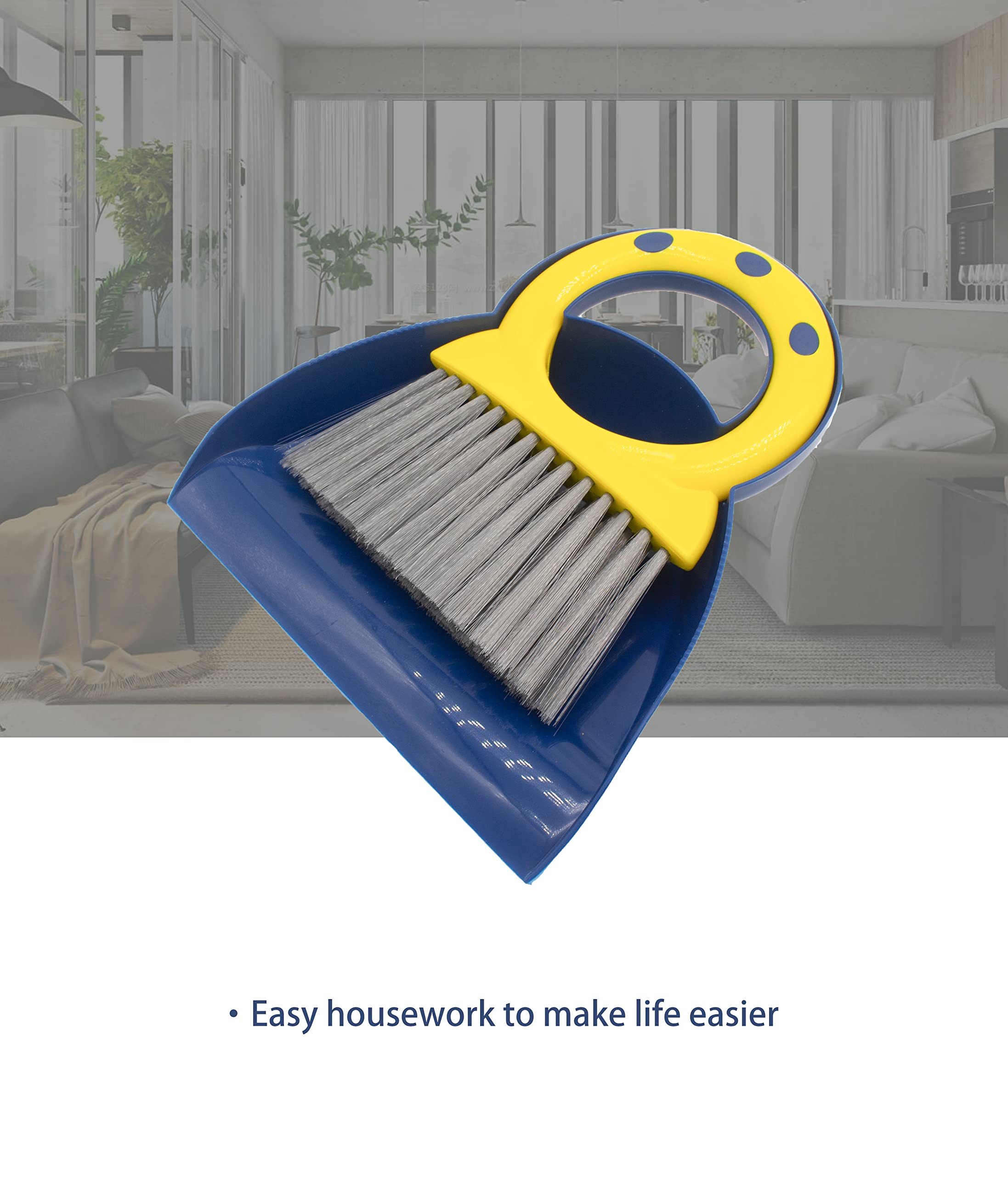 Mini Dustpan Set of Collecting Tray and Brush Small Dustpan and Brush Set(Deep Blue)