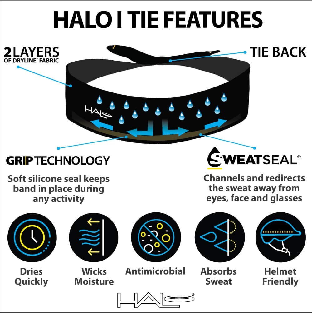 Halo Headband Halo I- Custom Fit- Tie Sweatband for Men and Women, No Slip With Moisture Wicking Dryline Fabric, Bright Orange,One Size