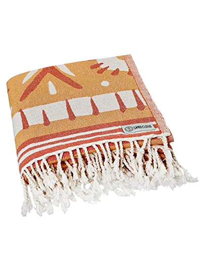 Sand Cloud Throw Blanket - 100% Organic Turkish Cotton & Heavy Weight Jacquard Weave - Soft, Comfy & Cozy Beach Blanket for Comfort & Style - 57" x 76" - Utah