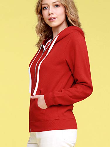 WSK954 Womens Active Fleece Zip Up Hoodie Sweater Jacket XL RED