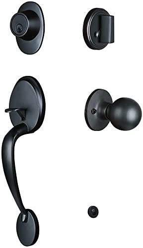 Iron Black Keyed Entry Door Handleset Front Door Lock with Deadbolt and Knob Handle- Classic1998DB Handleset (Keyed Handlest(1PCS))