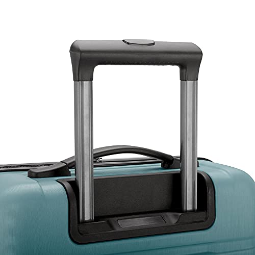 U.S. Traveler Boren Polycarbonate Hardside Rugged Travel Suitcase Luggage with 8 Spinner Wheels, Aluminum Handle, Teal, 2-Piece Set, USB Port in Carry-On