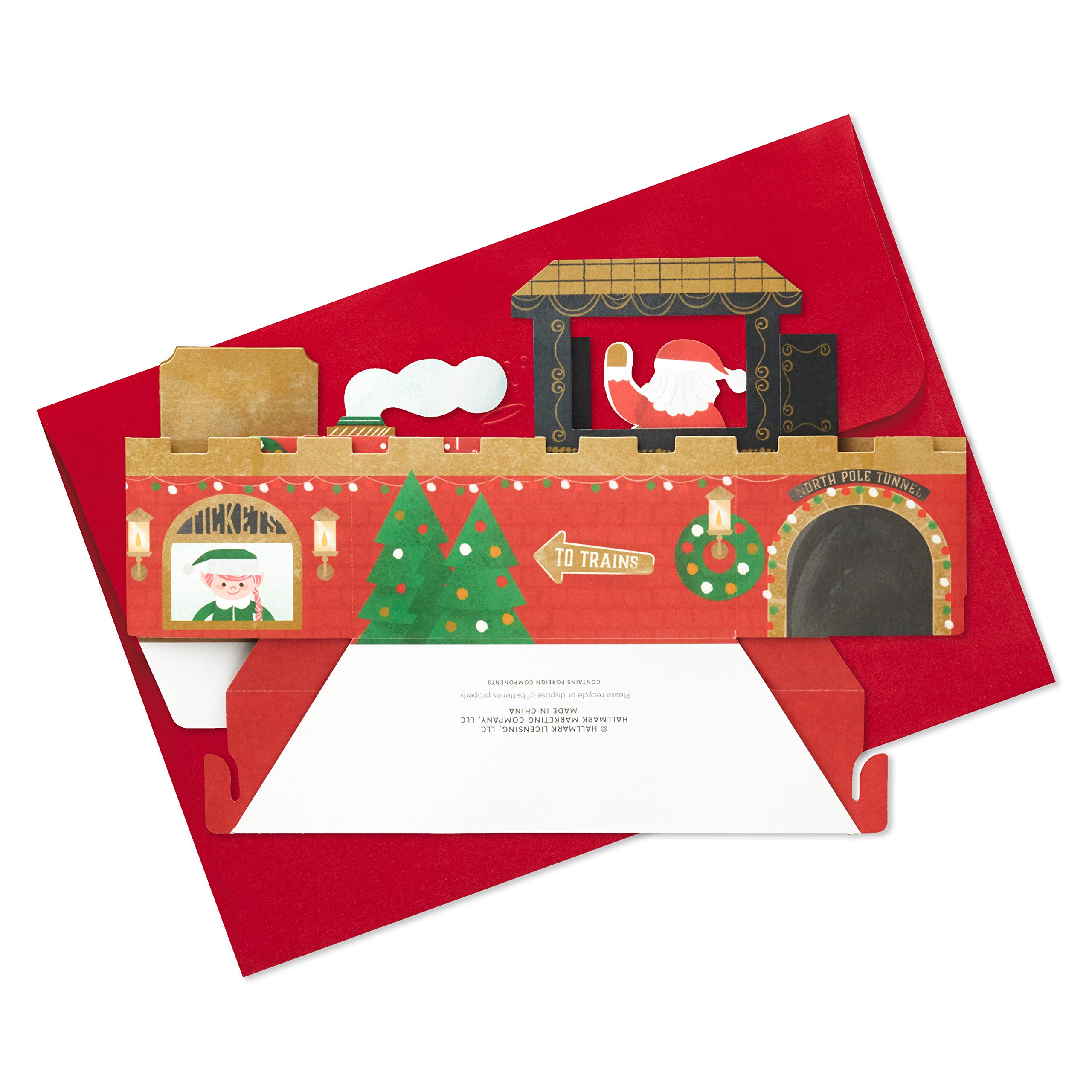 Hallmark Paper Wonder Displayable Pop Up Christmas Card with Sound and Motion (Christmas Train, Plays Deck the Halls)