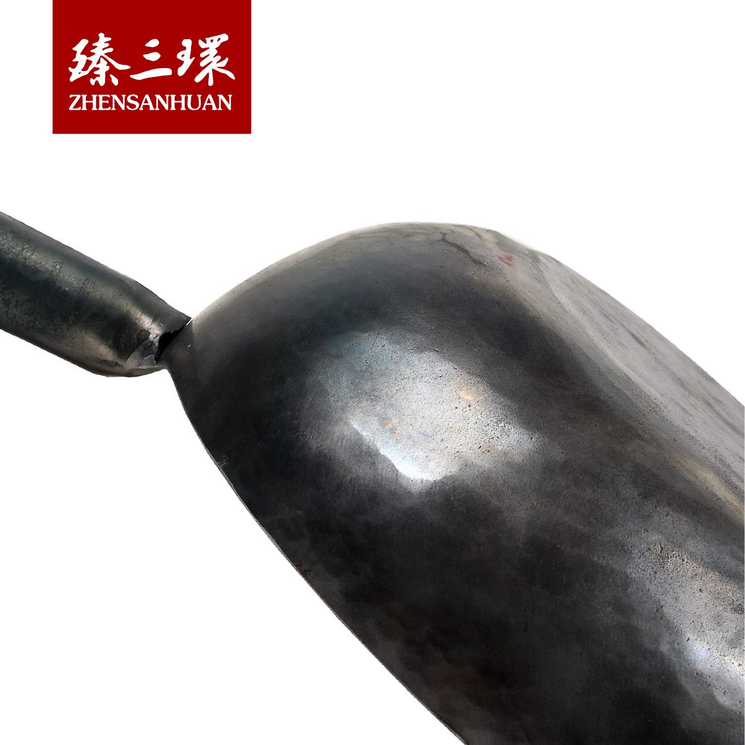 臻三环 ZhenSanHuan Chinese HandHammered Iron Woks and Stir Fry Pans, Non-stick, No Coating, Induction Suitable, 章丘铁锅,舌尖上的中国,A bite of China (30CM)